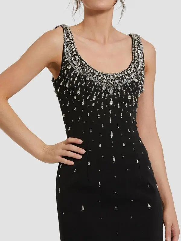 Mac Duggal Beaded Jersey Midi-dress