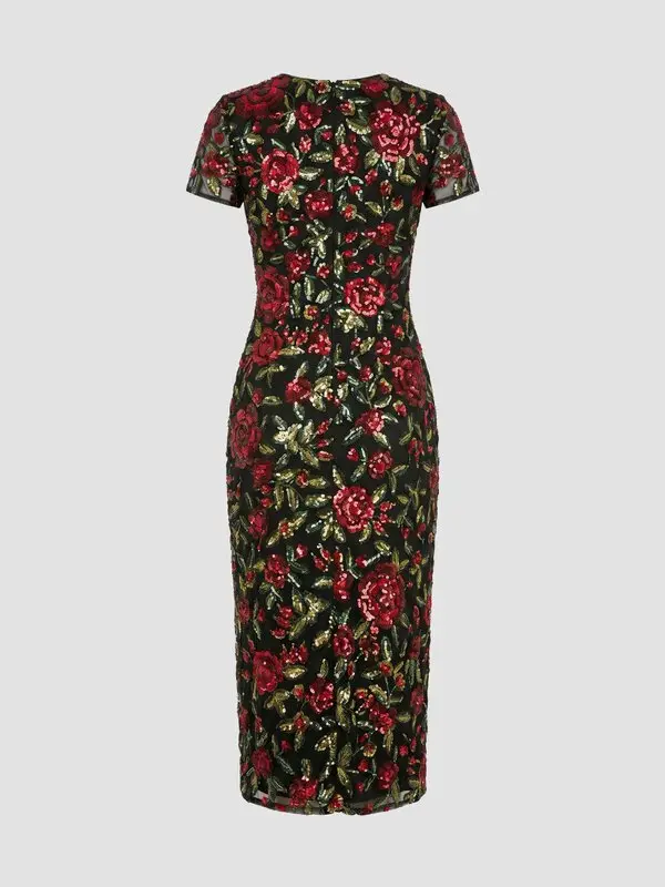 Mac Duggal Sequined Floral Mesh Gown