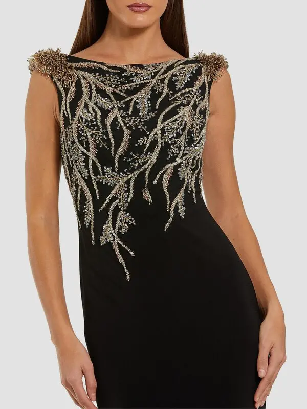 Mac Duggal Branch-embellished Jersey Column Gown