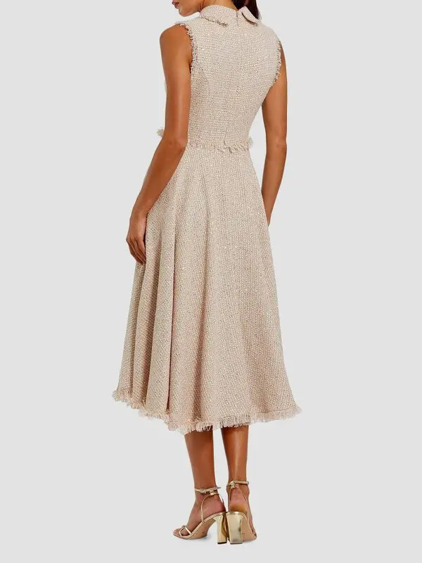 Mac Duggal Bouclé Button-front Midi-dress