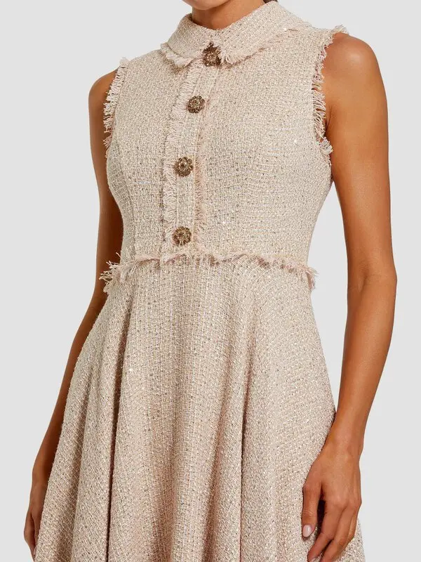 Mac Duggal Bouclé Button-front Midi-dress