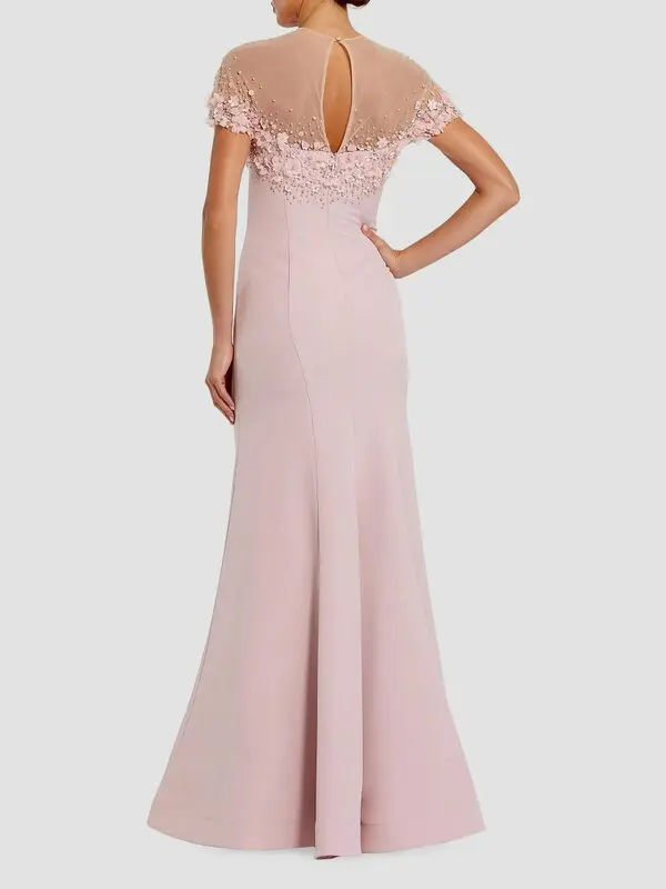 Mac Duggal Beaded Illusion Crêpe Mermaid Gown