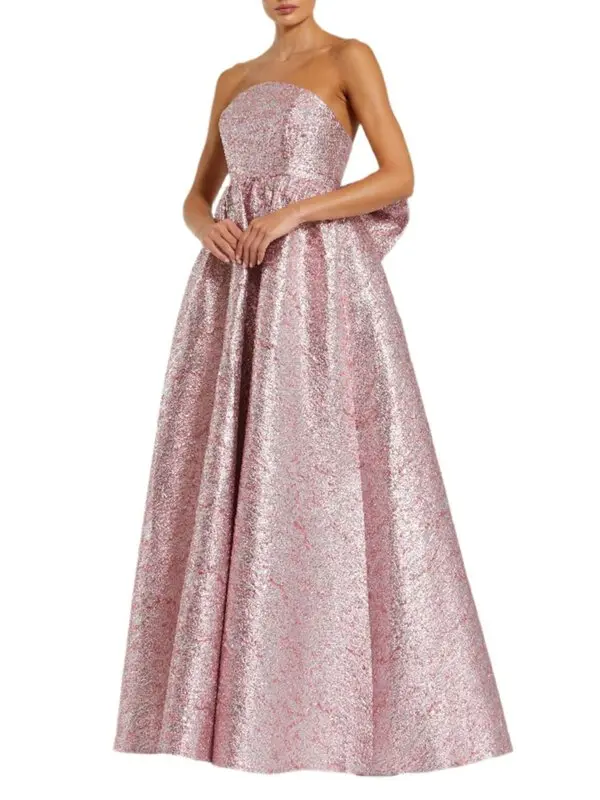 Mac Duggal Evening Metallic Brocade Bow Strapless Gown