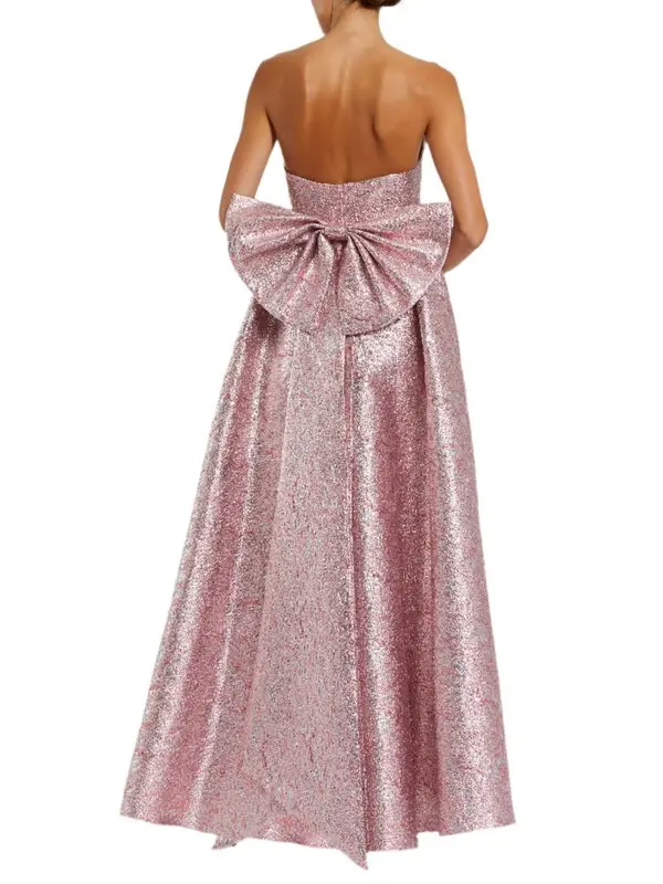 Mac Duggal Evening Metallic Brocade Bow Strapless Gown