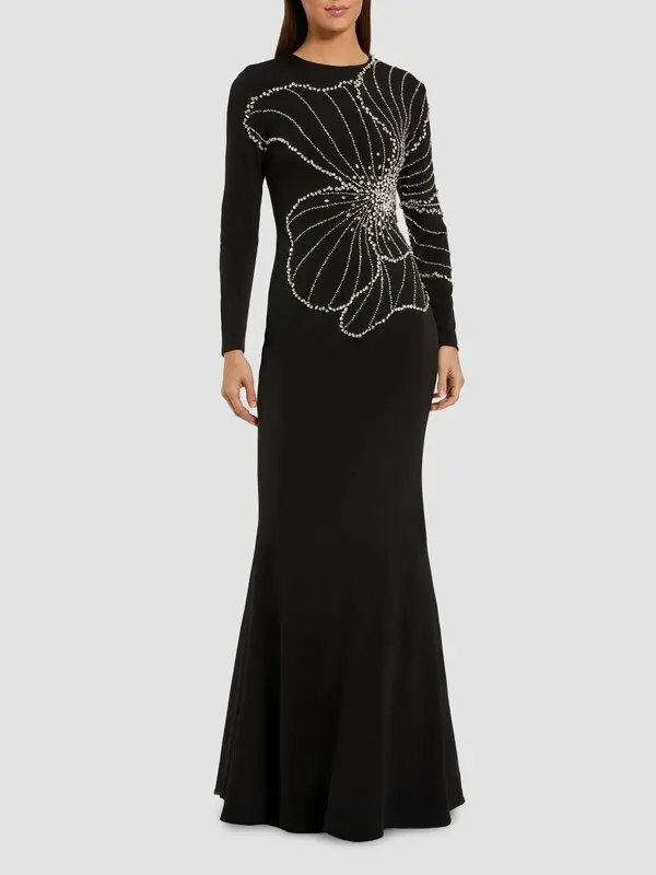 Mac Duggal Beaded Flower Jersey Gown