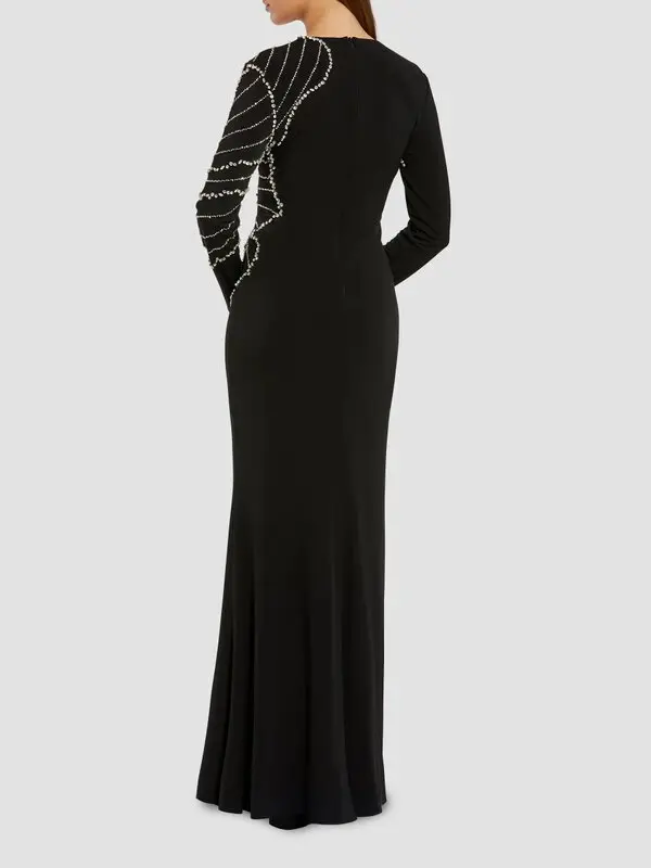Mac Duggal Beaded Flower Jersey Gown