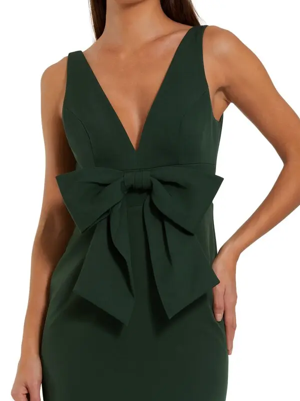 Mac Duggal Bow-detailed Column Dress - Emerald