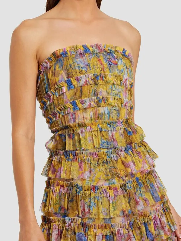 Mac Duggal Cocktail Floral Tiered Strapless Maxi-dress