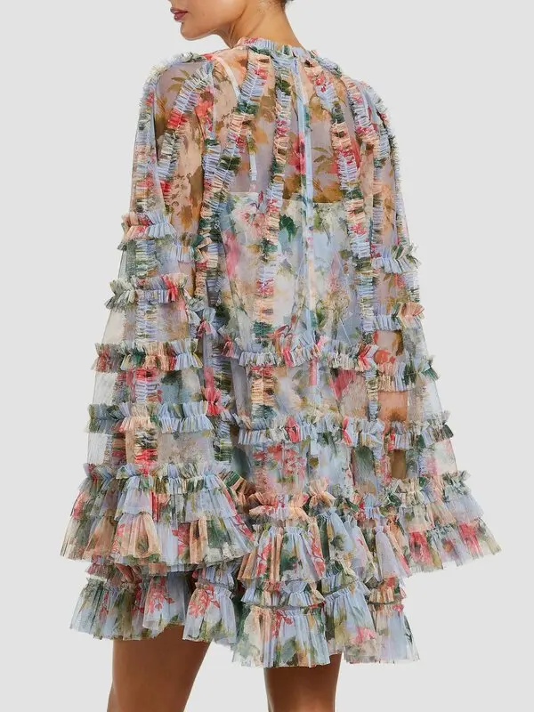 Mac Duggal Cocktail Ruffled Floral Tent Dress
