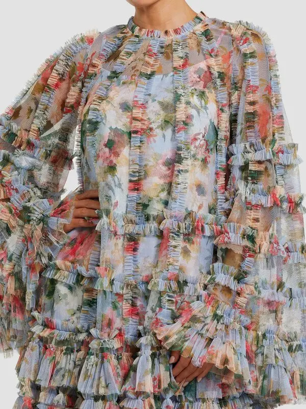 Mac Duggal Cocktail Ruffled Floral Tent Dress