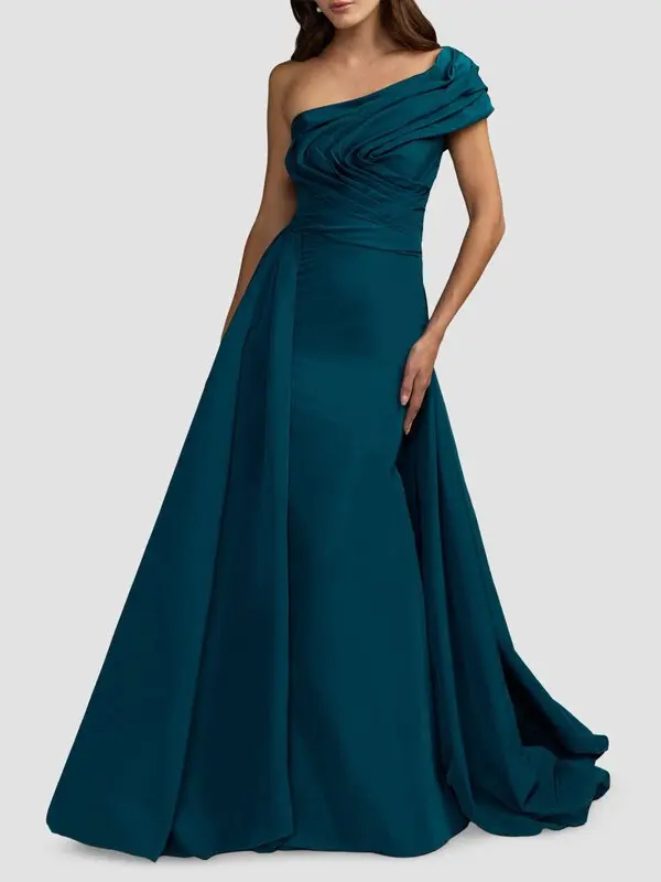 Mac Duggal Faille One-shoulder Gown