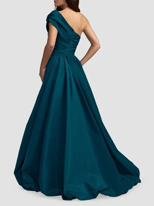 Mac Duggal Faille One-shoulder Gown