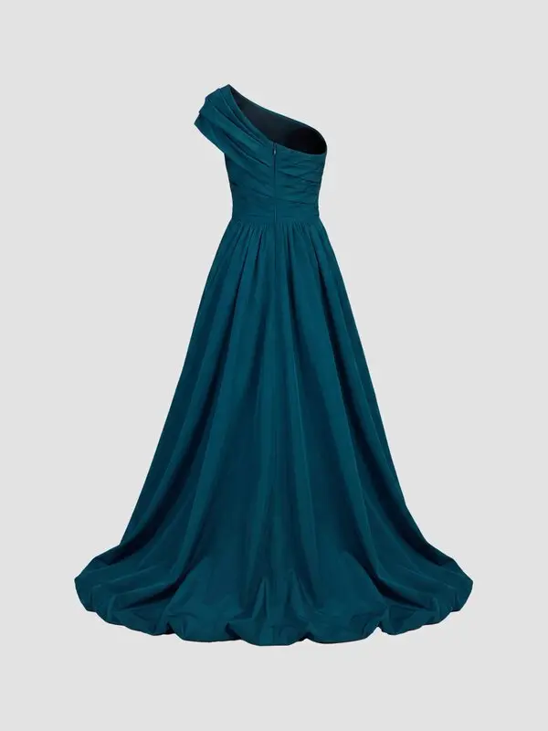 Mac Duggal Faille One-shoulder Gown