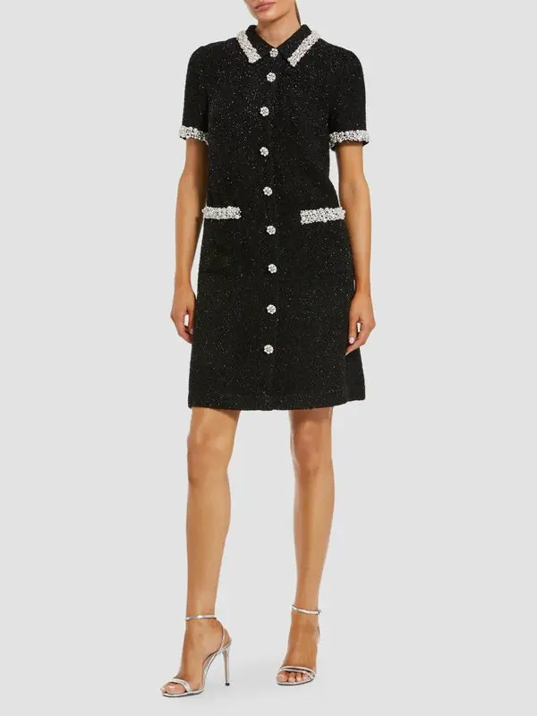 Mac Duggal Bouclé Tweed Shift Mini Dress