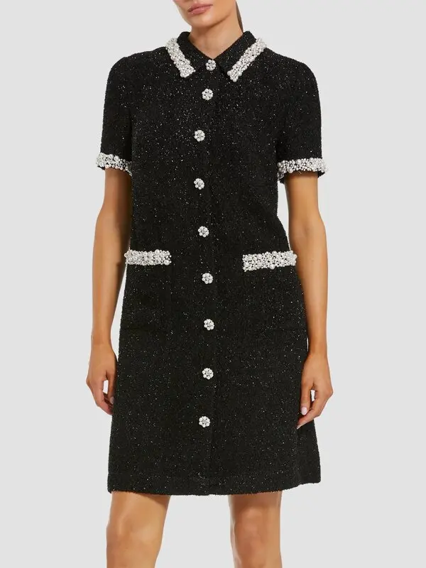 Mac Duggal Bouclé Tweed Shift Mini Dress
