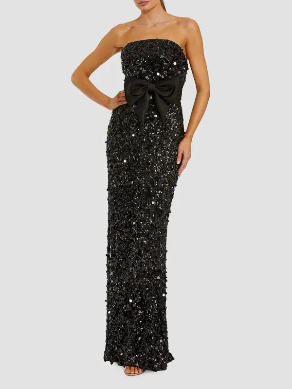 Mac Duggal Bandeau Sequined Column Gown
