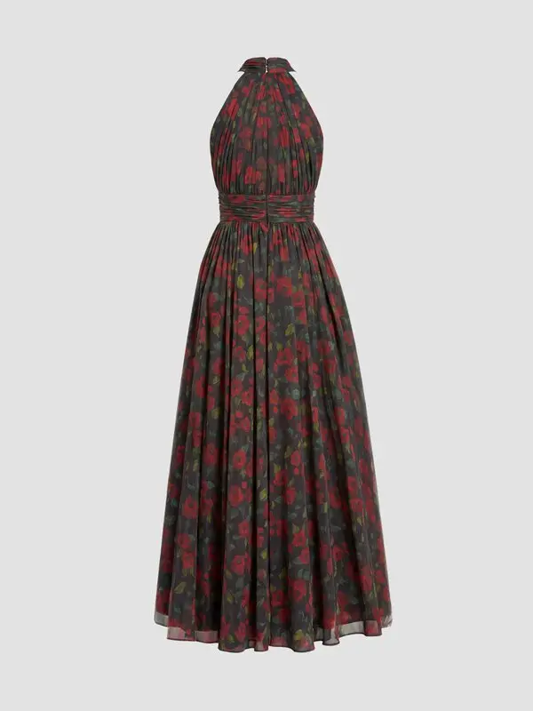 Mac Duggal Floral Chiffon High Neck Gown