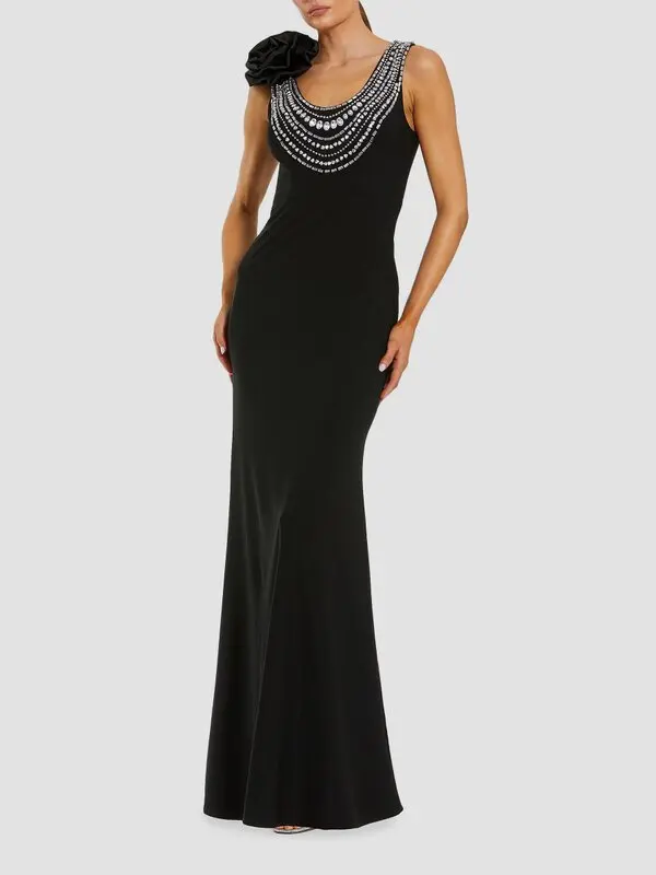 Mac Duggal Beaded Scoopneck Column Gown