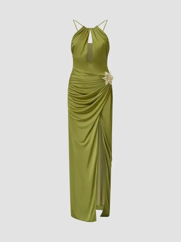 Halston Elin Embellished Jersey Halterneck Gown