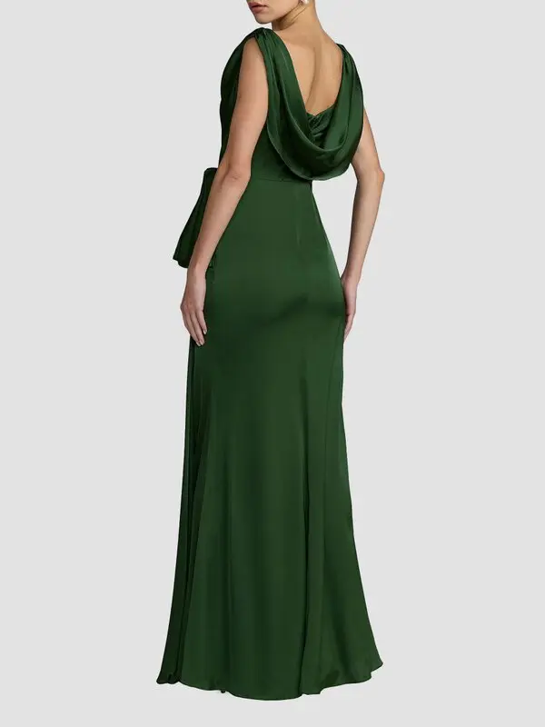 Mac Duggal Charmeuse Sleeveless Cowlneck Gown