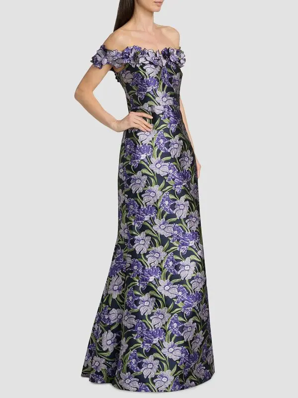 Theia Olyssia Brocade Off-the-shoulder Gown