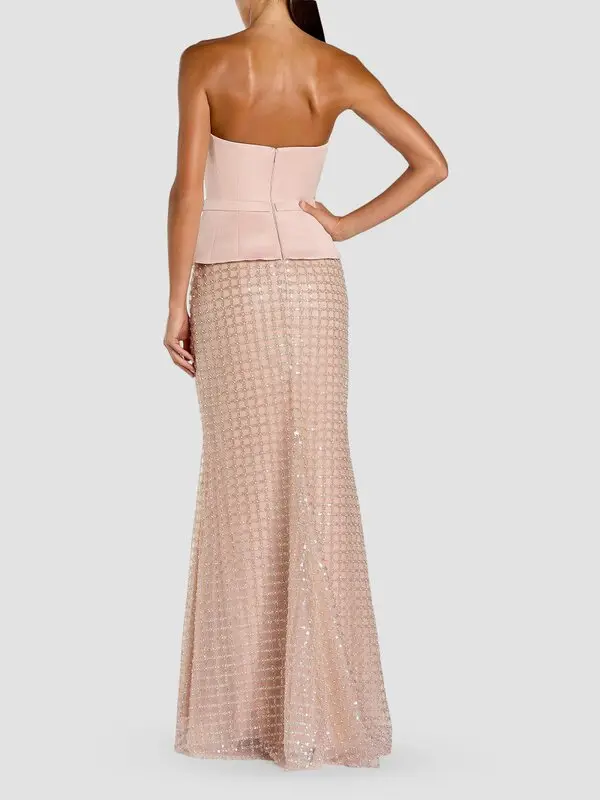 Mac Duggal Sequined Satin Column Gown