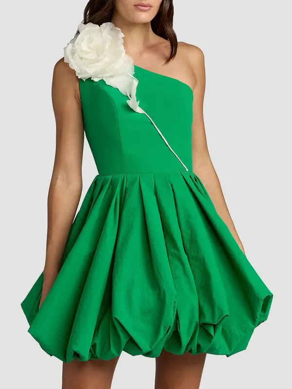 Mac Duggal Appliqué Faille Bubble-hem Minidress