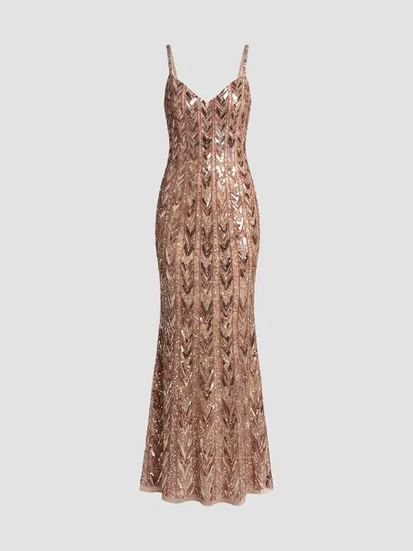 Mac Duggal Embellished Mesh Column Gown