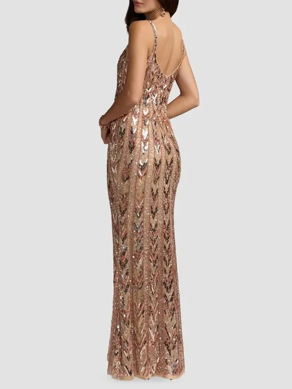 Mac Duggal Embellished Mesh Column Gown