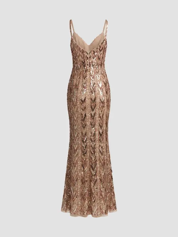 Mac Duggal Embellished Mesh Column Gown