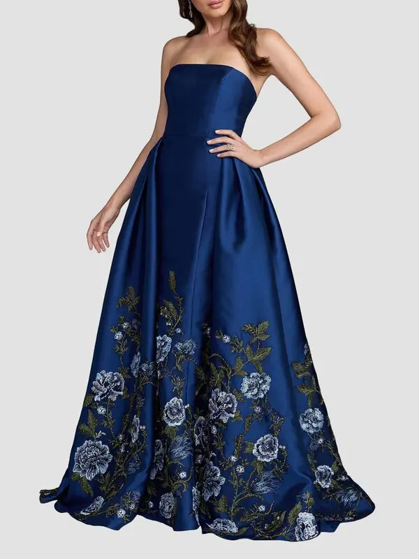 Mac Duggal Embroidered Mikado Strapless Gown