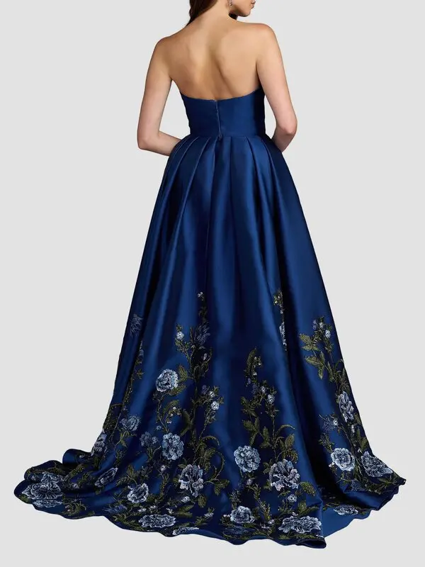 Mac Duggal Embroidered Mikado Strapless Gown
