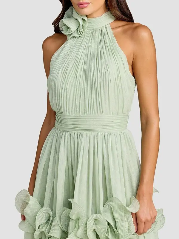 Mac Duggal Pleated Chiffon Tiered Midi-dress