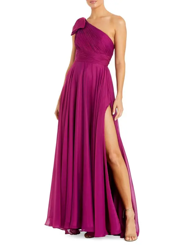Mac Duggal Ieena 1 Bow-detailed Satin A-line Gown