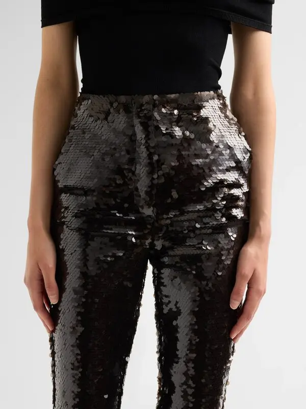 LAQUAN SMITH Sequin High-rise Flared Pants