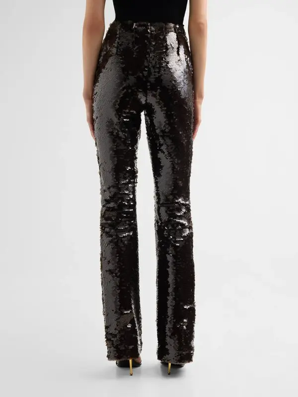LAQUAN SMITH Sequin High-rise Flared Pants
