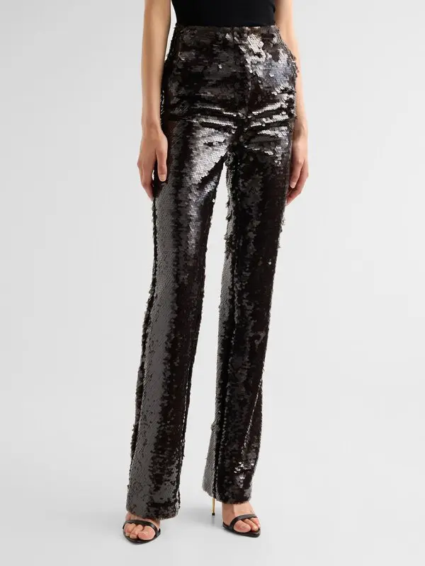 LAQUAN SMITH Sequin High-rise Flared Pants
