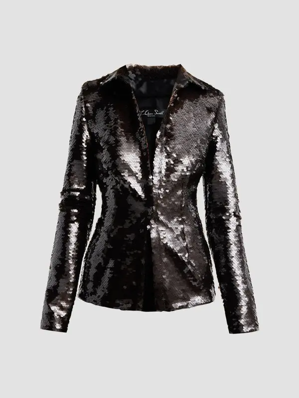 LAQUAN SMITH Sequin Button-up Blouse