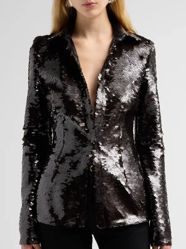 LAQUAN SMITH Sequin Button-up Blouse