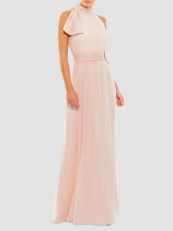 Mac Duggal Petite Ieena 1 Ruched Chiffon A-line Gown