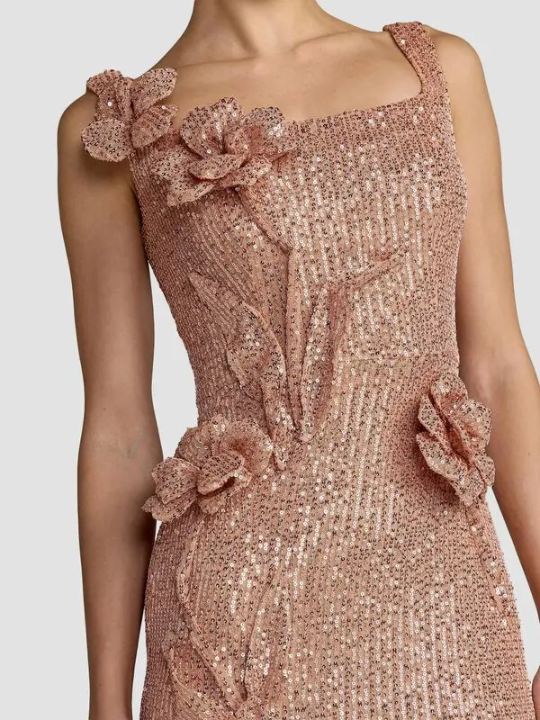 Mac Duggal 3d Flower Sequin Column Gown