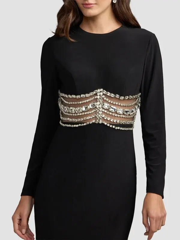 Mac Duggal Crystal-embellished Sheer Jersey Trumpet Gown