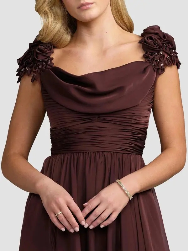 Mac Duggal Beaded Chiffon Cap-sleeve Gown