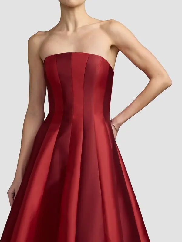 Mac Duggal Mikado Striped Strapless A-line Gown