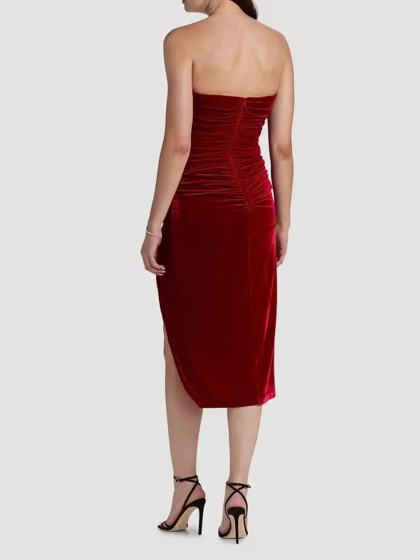 Bcbgmaxazria Ruffled Velvet Strapless Minidress