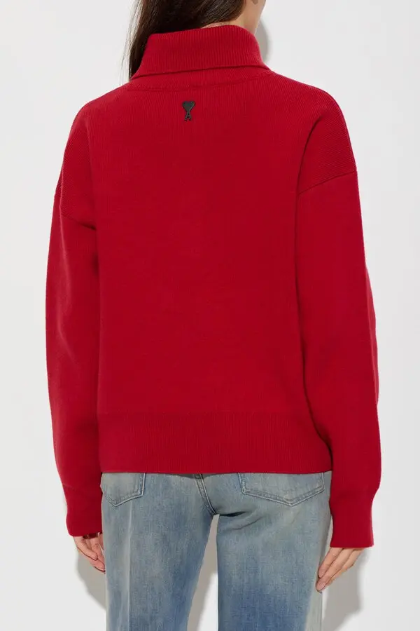 AMI Paris Wool Turtleneck With Stitched Logo