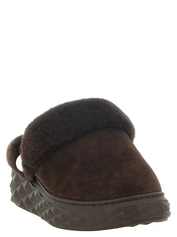 JIMMY CHOO Diamond Maxi Mule' Sabots - Brown