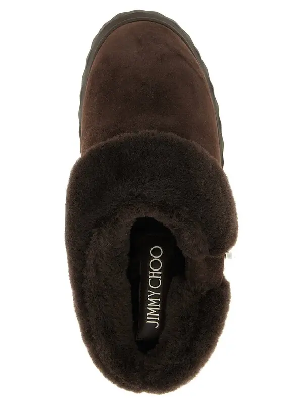 JIMMY CHOO Diamond Maxi Mule' Sabots - Brown