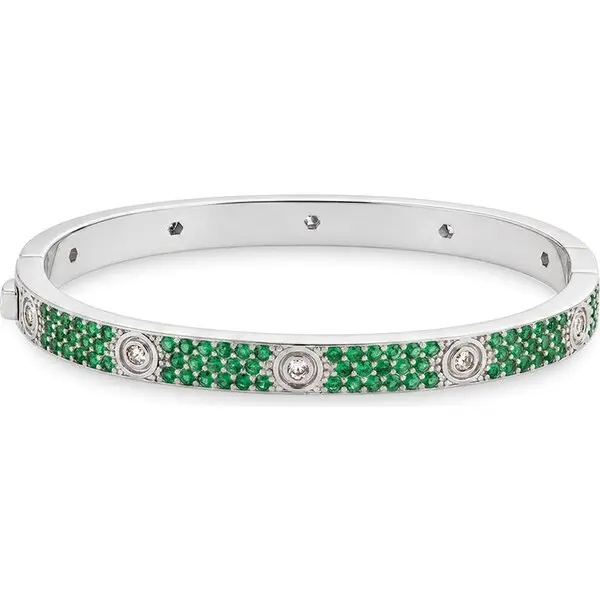 Sterling Forever Lumire 14k Plated Emerald Cubic Zirconia Bangle - Silver