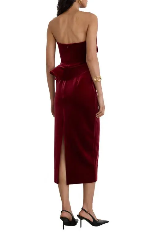 REISS Dasha Strapless Velvet Midi Dress